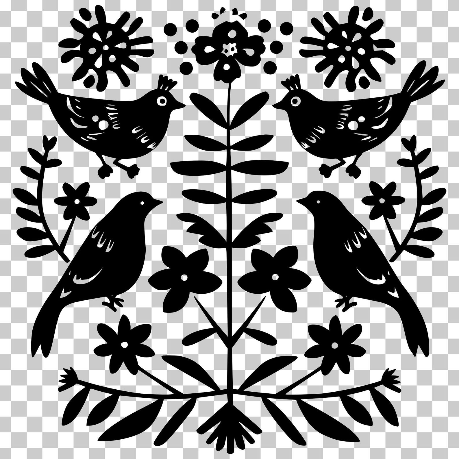 Scandi Folk Art Birds Svg, Nordic Bird Svg Pack, Christmas Bird Svg ...