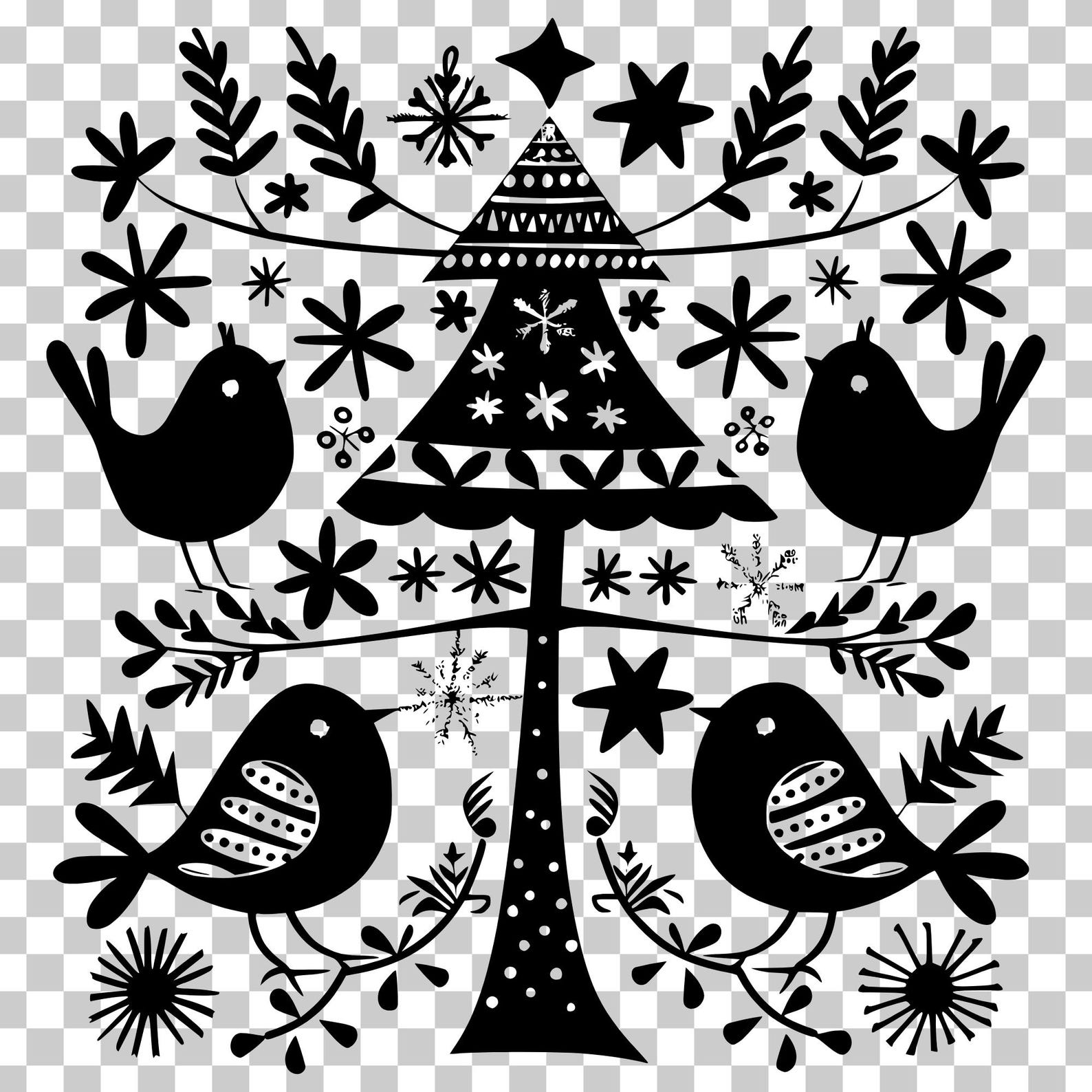 Scandi Folk Art Birds Svg, Nordic Bird Svg Pack, Christmas Bird Svg ...