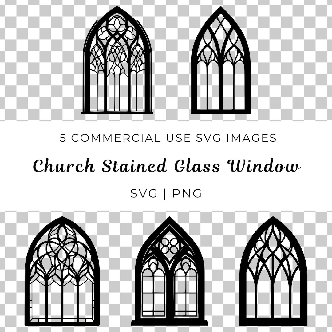 Church Stained Glass Window Svg, Cathedral Glass Vector, Christian Svg ...