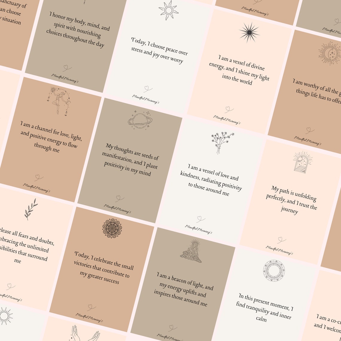 Positive Affirmation Cards, Printable Quotes, Editable Canva Template ...