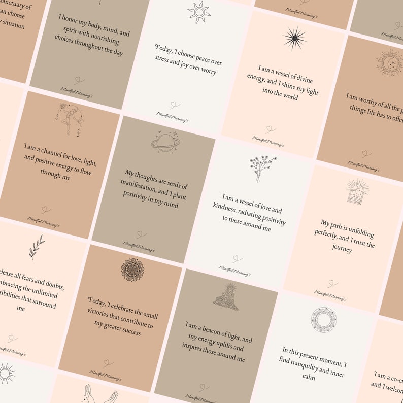 Positive Affirmation Cards, Printable Quotes, Editable Canva Template ...