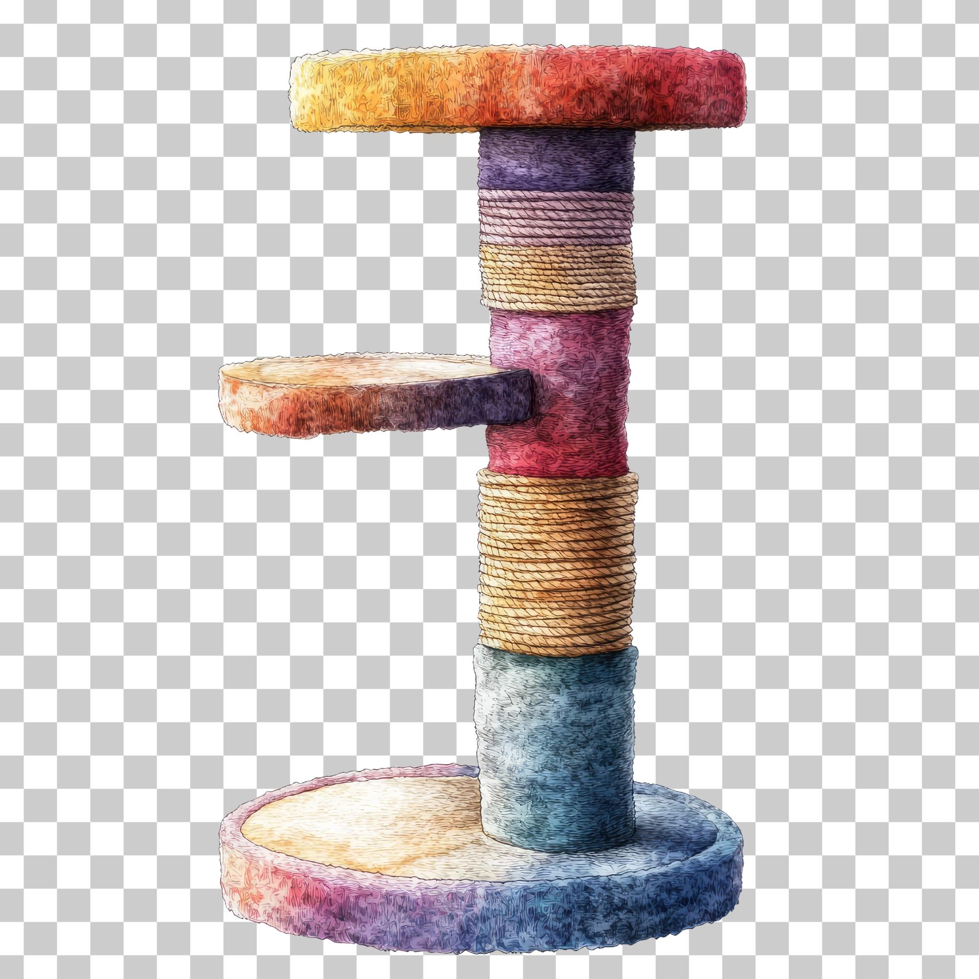 Cat Scratching Tower Clipart, Cat Tower Png, Cat Climbing Post Png, Cat ...