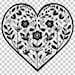 Scandi Folk Art Heart Svg, Scandinavian Floral Vector, Folk Art Heart ...