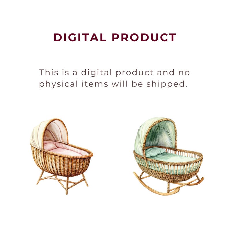Bassinet Clip Art, Preppy Baby Bassinet Clipart, Baby Shower Decor Png ...