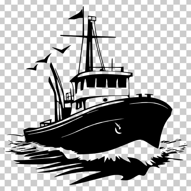 Tugboat Vector, Harbor Boat Svg, Maritime Svg, Nautical Tugboat Svg ...