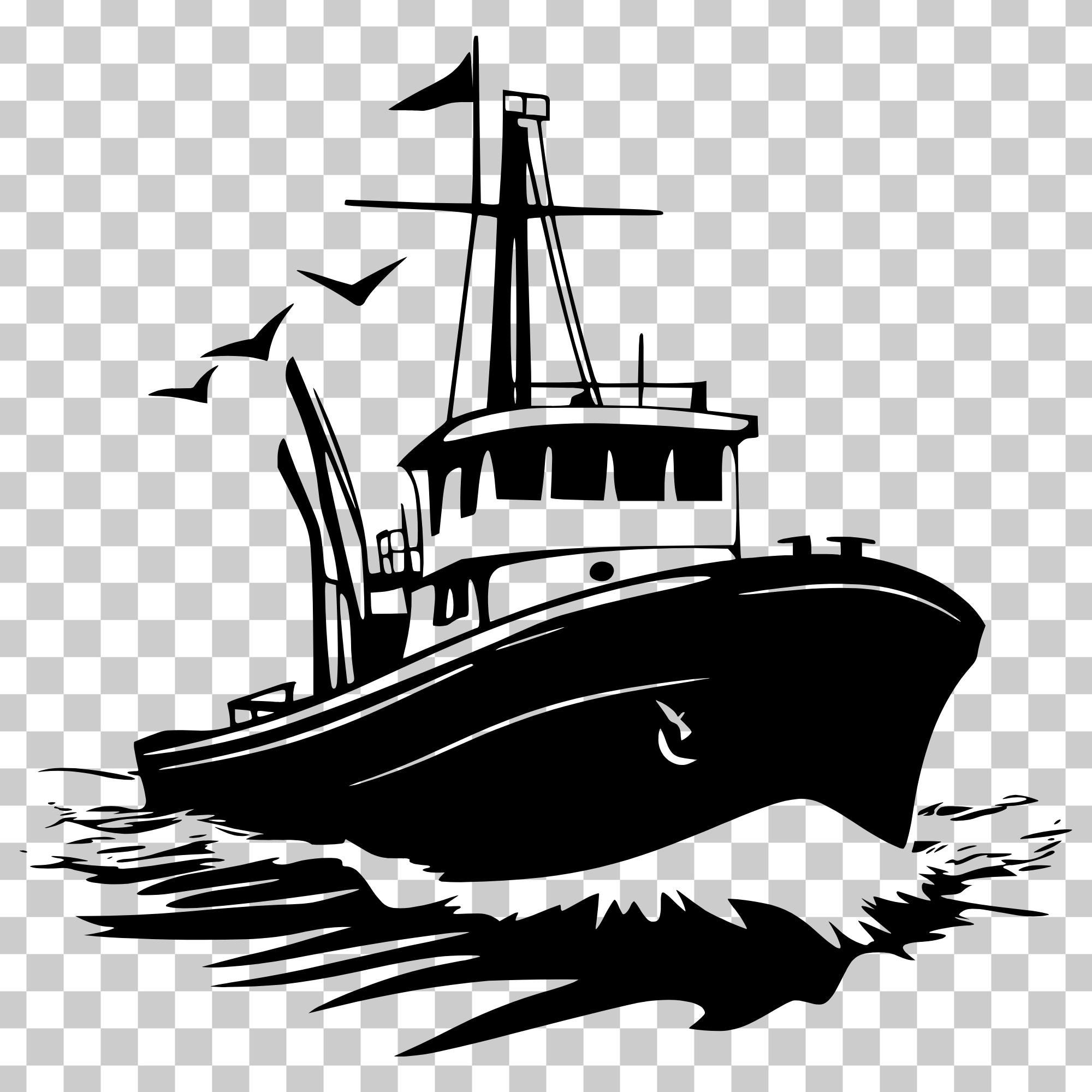 Tugboat Vector, Harbor Boat Svg, Maritime Svg, Nautical Tugboat Svg ...
