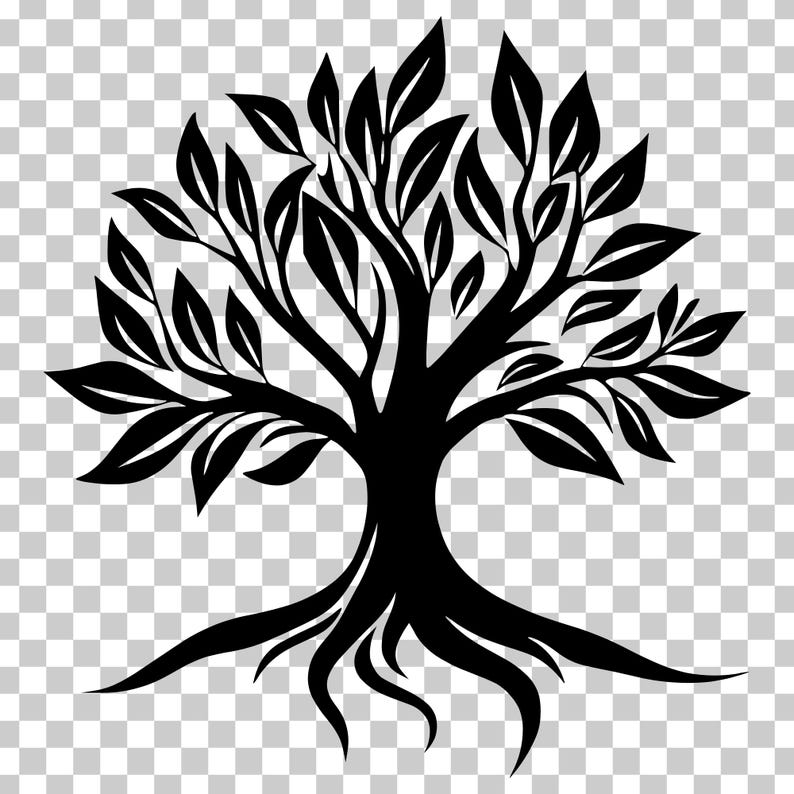 Tree With Roots Svg, Family Tree Vector, Rooted Tree Svg, Nature Tree ...