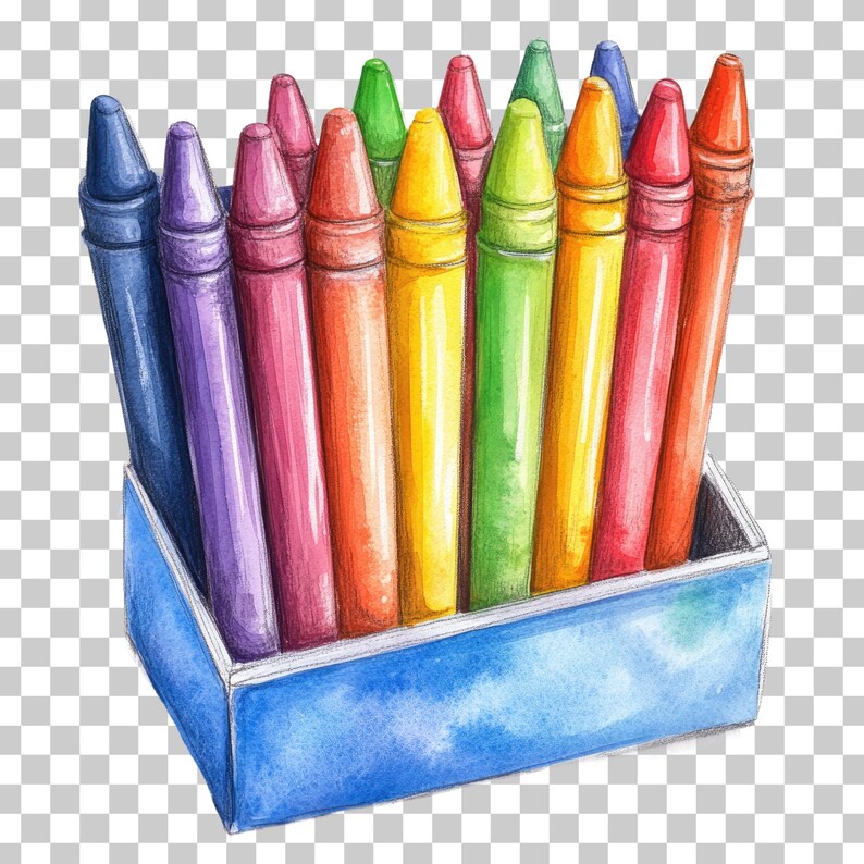 Colorful Crayons Clipart, Drawing Tools PNG (digital Download) - Etsy