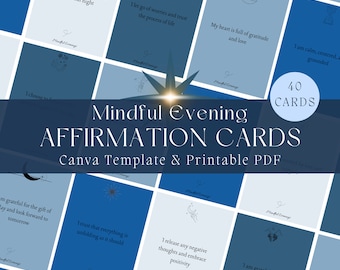 Positive Affirmation Cards, Printable Quotes, Editable Canva Template ...