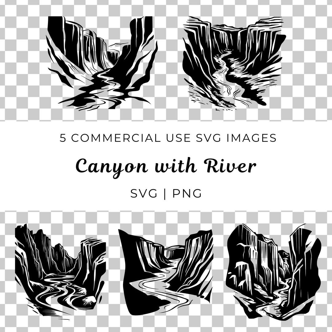 Canyon With River Vector, River Valley Svg Vector, Nature Landscape ...