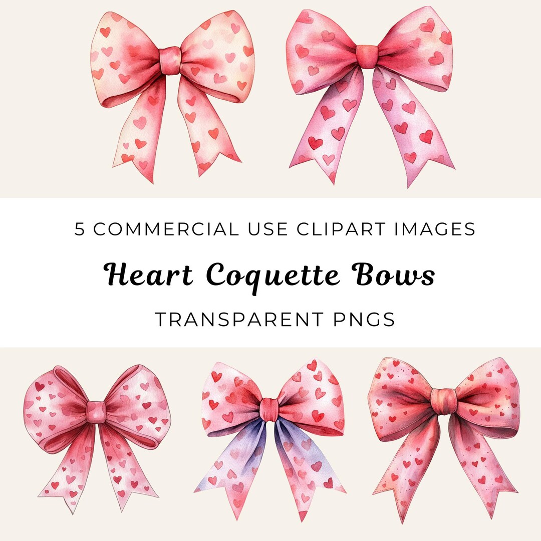 Valentine's Day Coquette Bow Png, Heart Bow Clipart, Romantic Ribbon ...