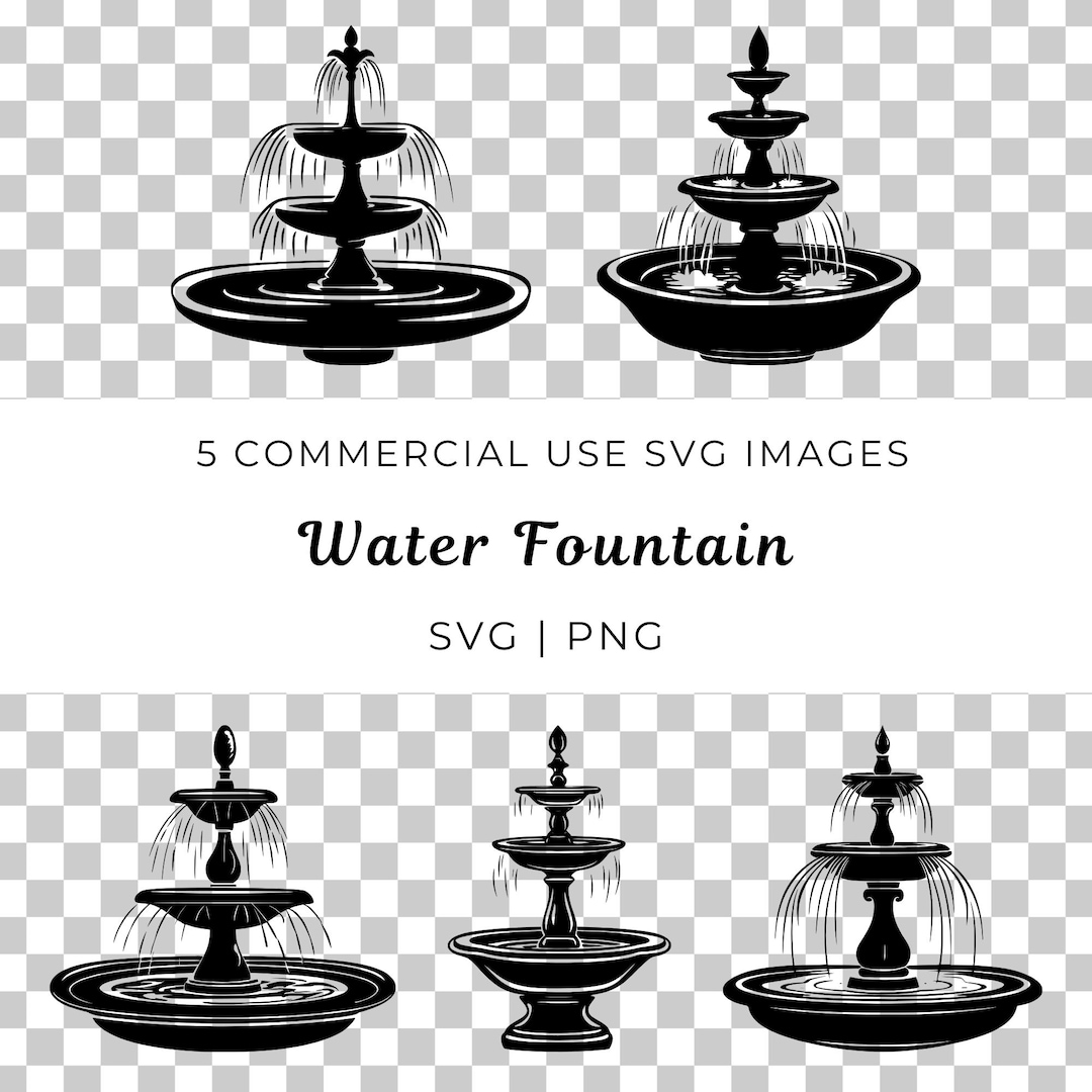 Water Fountain Svg, Water Fountain Vector, Garden Fountain Svg, Outdoor ...