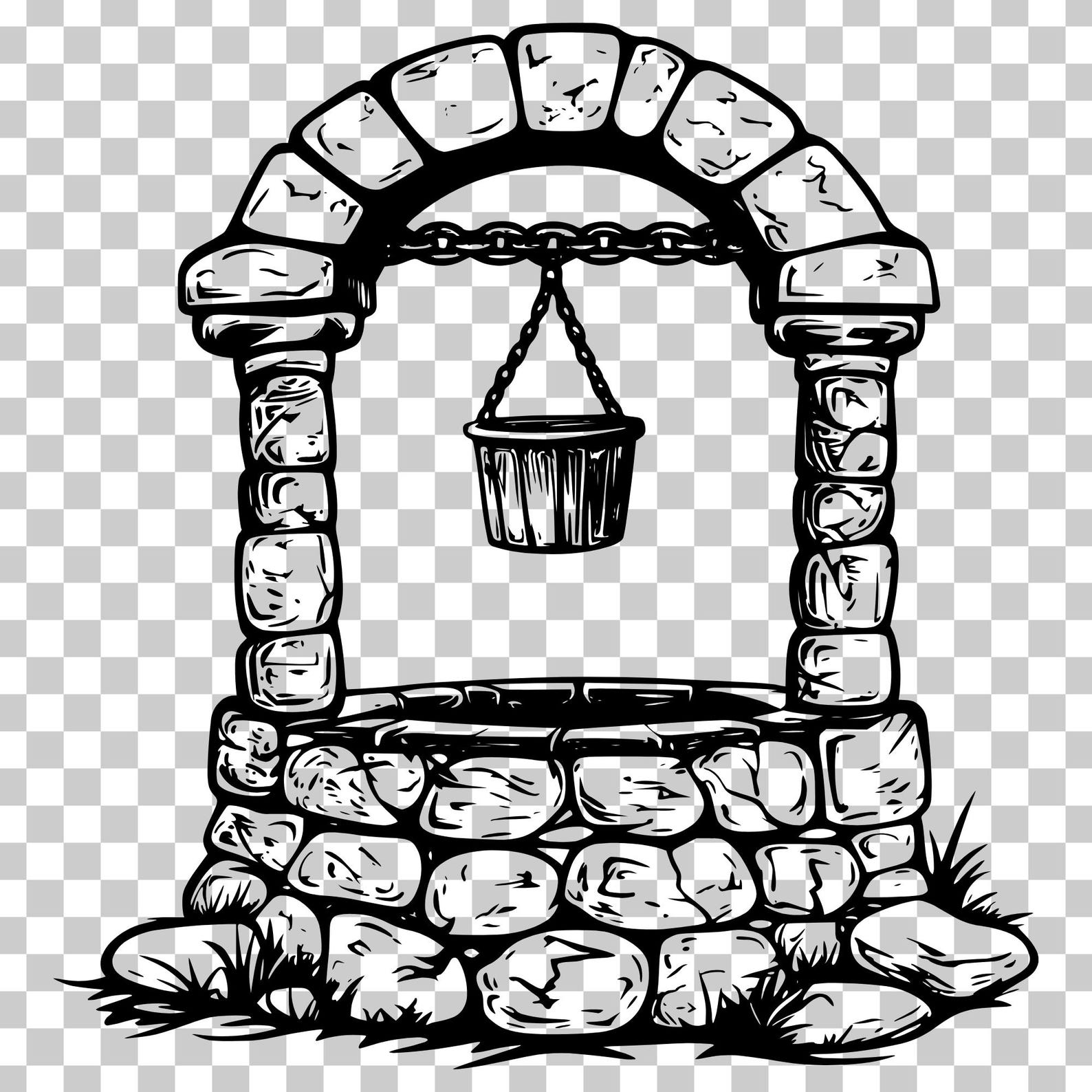 Vintage Wishing Wells Svg, Rustic Well Vector, Classic Water Well Svg ...