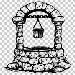 Vintage Wishing Wells Svg, Rustic Well Vector, Classic Water Well Svg ...