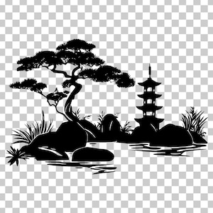 Japanese Garden Scene Vector, Zen Garden Vector, Traditional Japanese ...