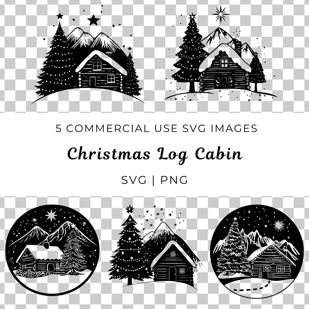 Christmas Log Cabin Svg, Rustic Cabin Svg, Log Cabin Winter Svg, Cozy ...