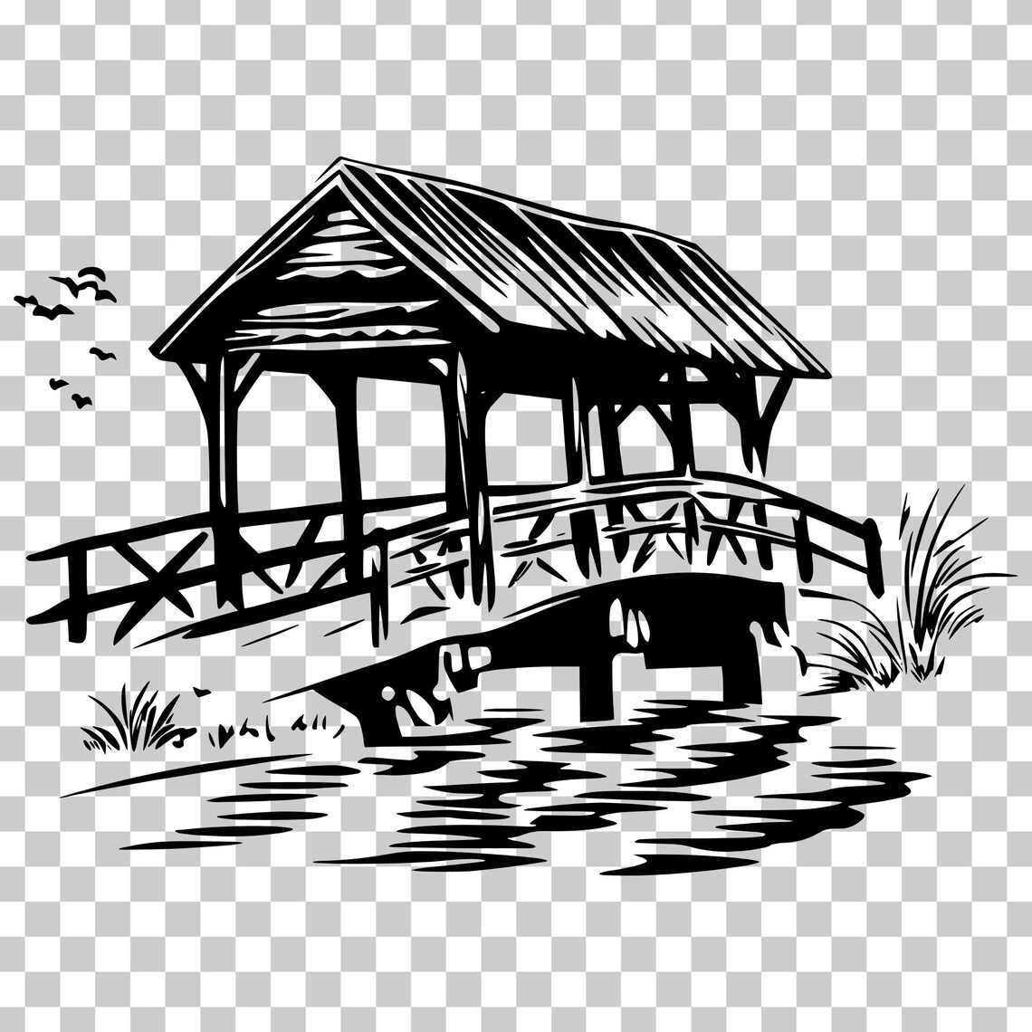 Wooden Bridge Svg, Rustic Bridge Vector, Wooden Footbridge Svg ...