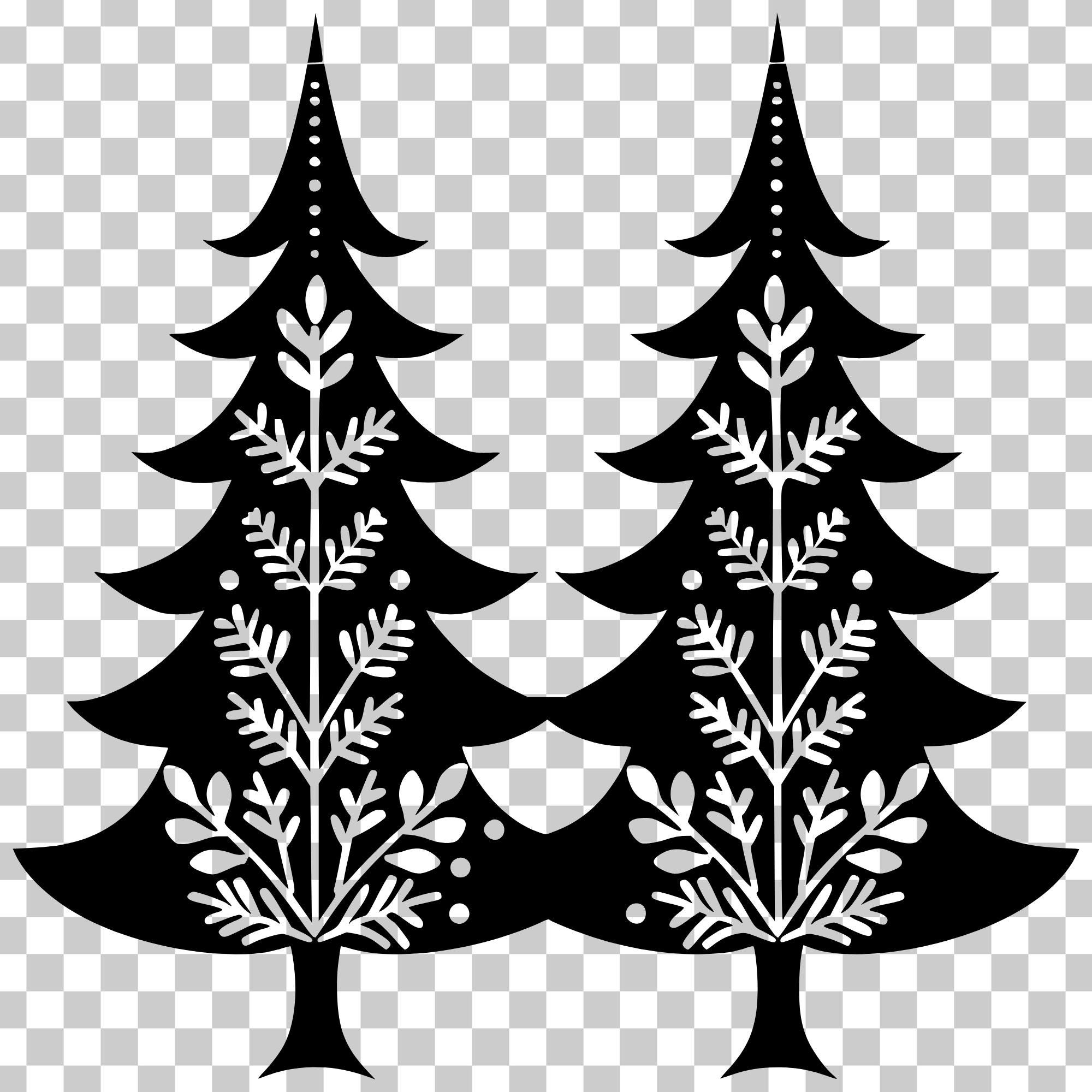 Scandi Folk Art Christmas Trees Svg, Scandinavian Christmas Tree Svg ...