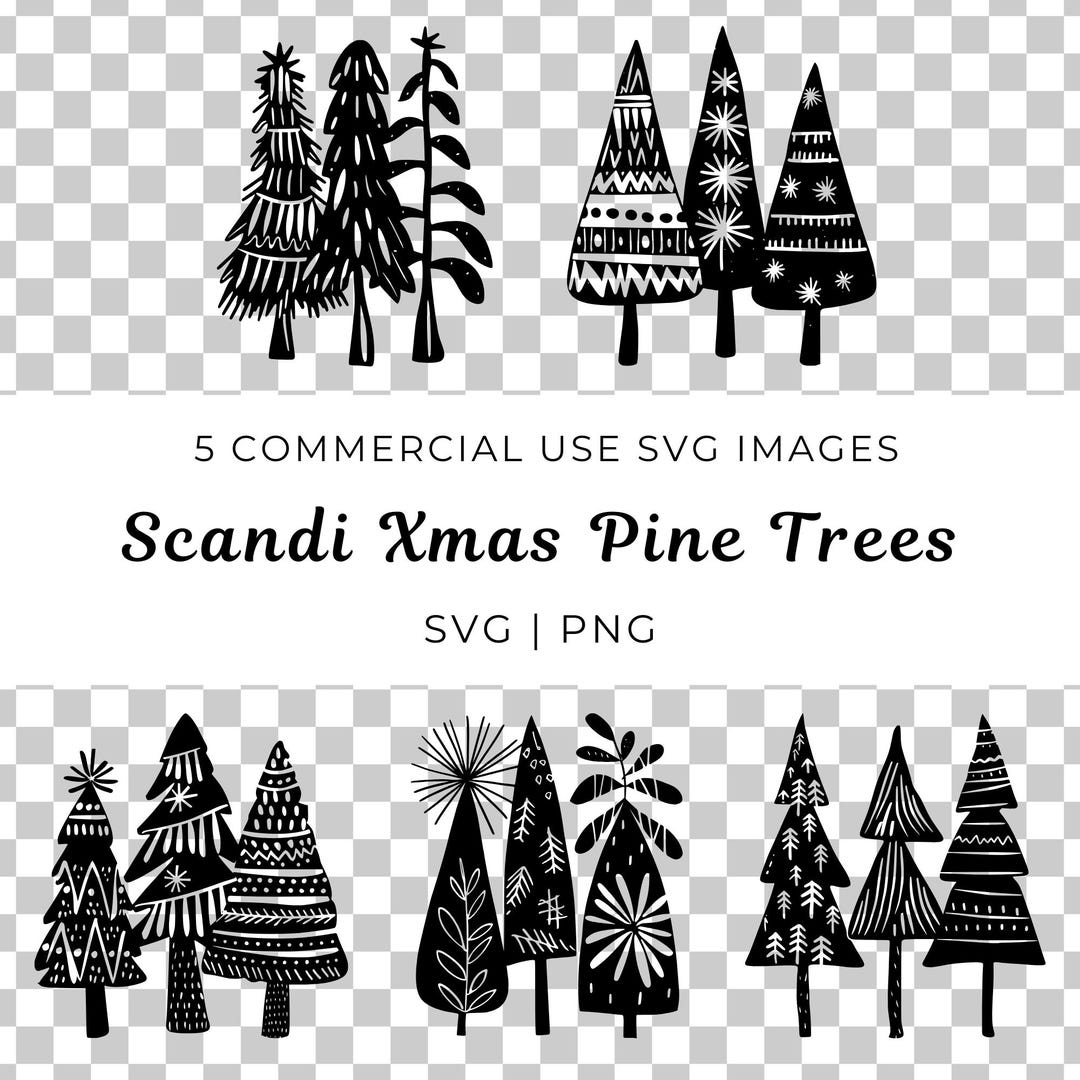 Scandi Pine Trees Vector, Folk Art Christmas Svg, Scandinavian ...