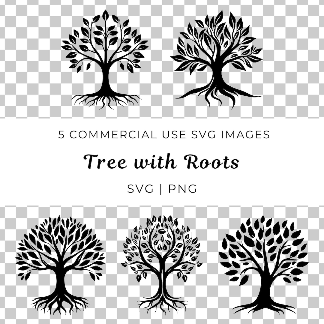 Tree With Roots Svg, Family Tree Vector, Rooted Tree Svg, Nature Tree ...