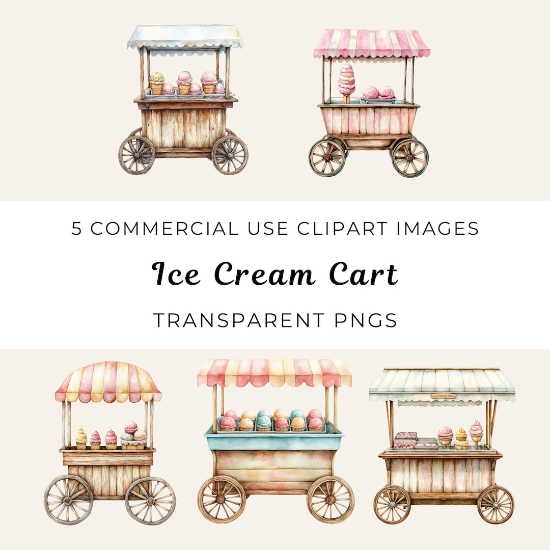 Ice Cream Cart Clipart, Ice Cream Vendor Png, Ice Cream Stand Clipart ...