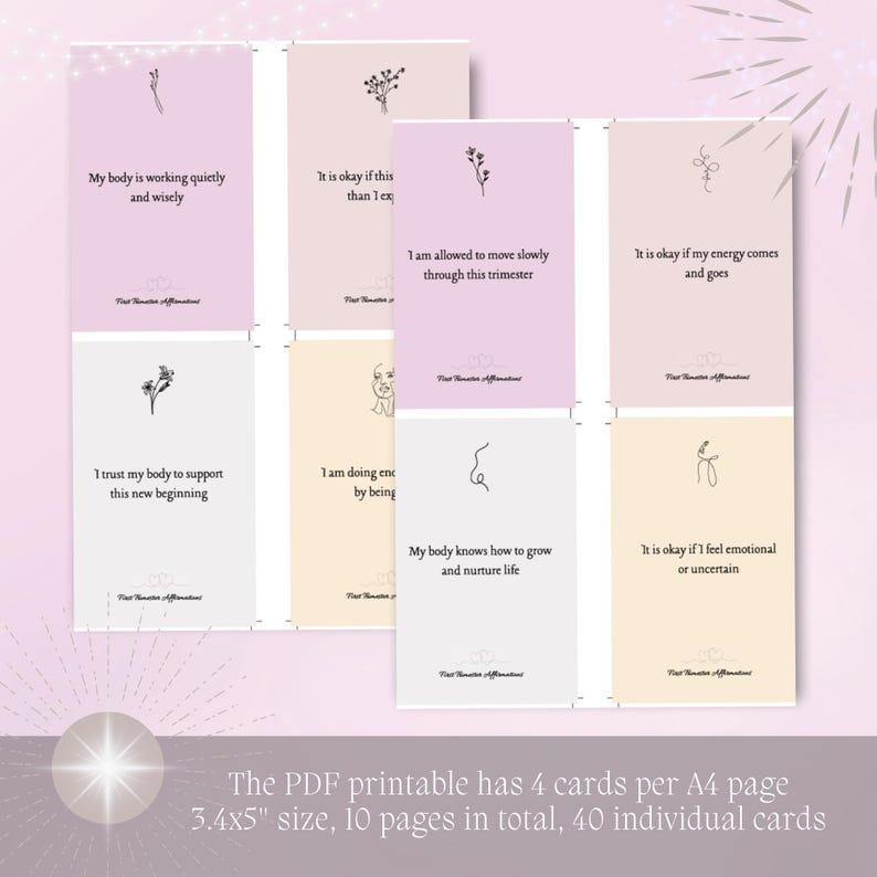 First Trimester Affirmation Cards, Early Pregnancy Support, (canva ...