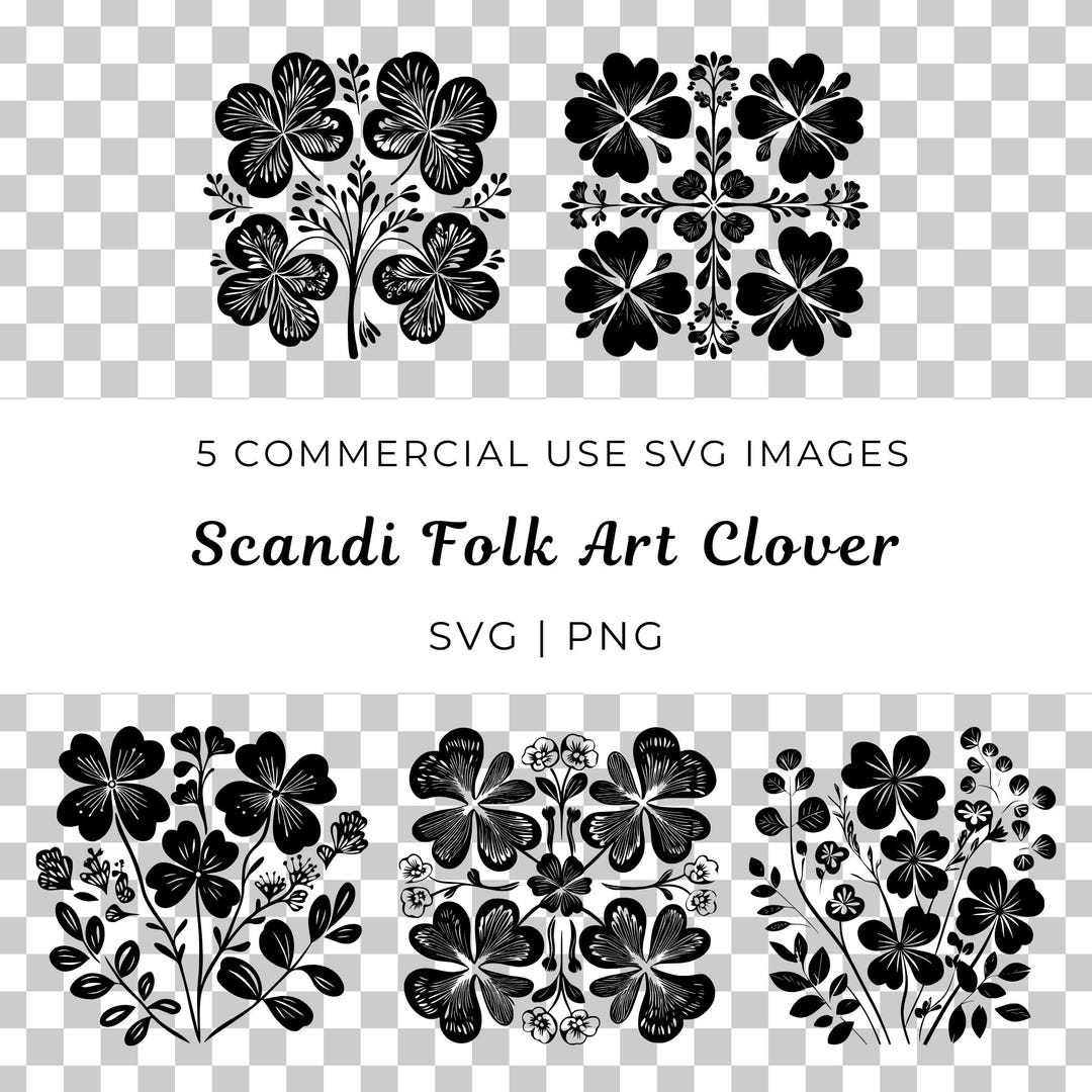 Scandi Folk Svg, Vector Clover Design, Svg Scandinavian Clover, Vector ...