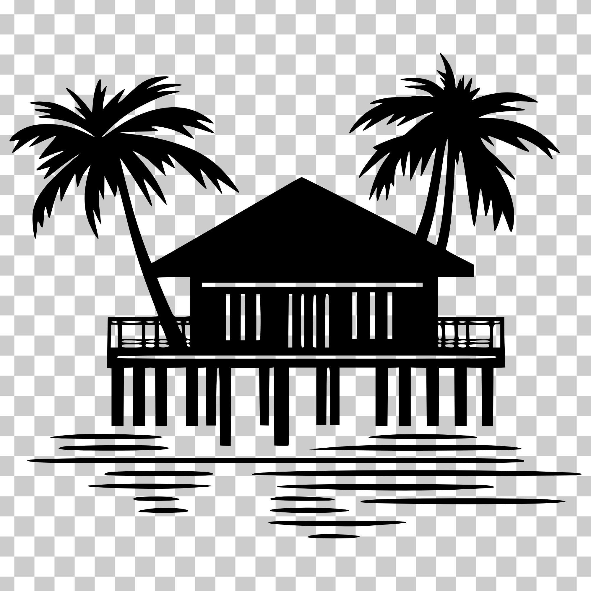 Water Villa Svg, Overwater Bungalow Vector, Island Resort Svg, Luxury ...