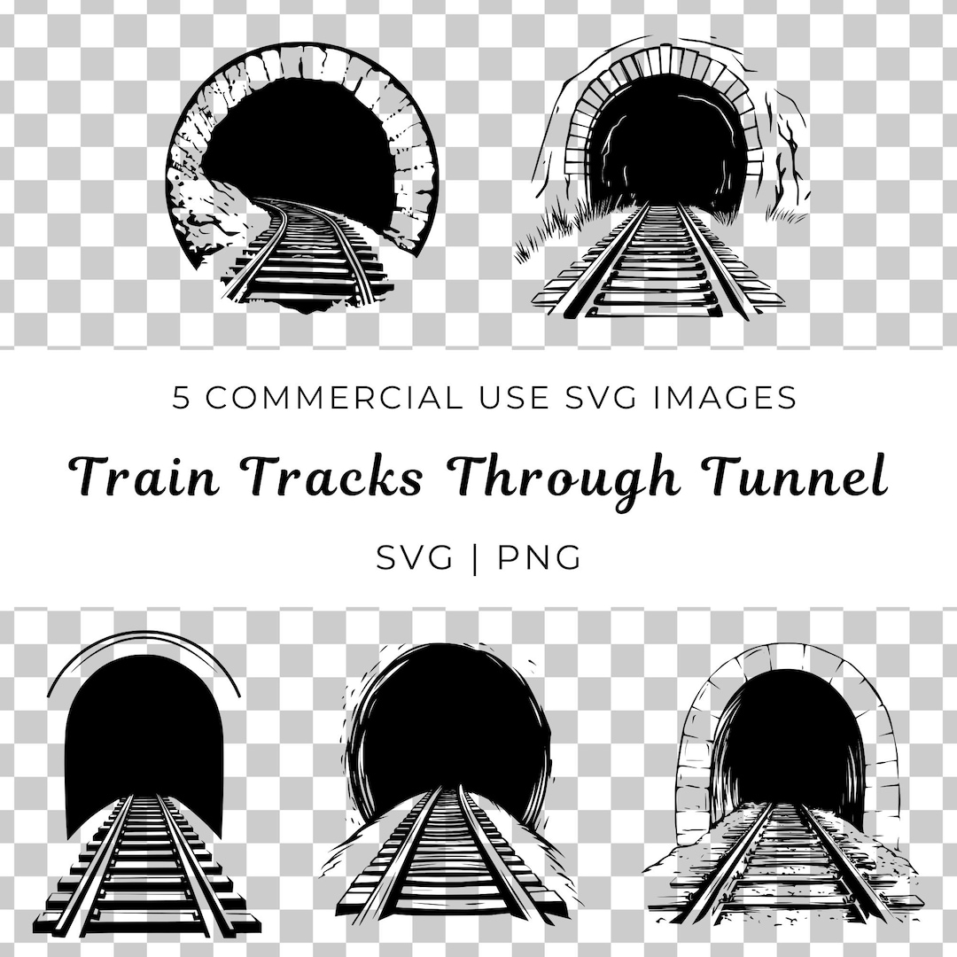 Train Tracks Svg, Railway Tunnel Vector, Train Journey Svg, Railroad ...