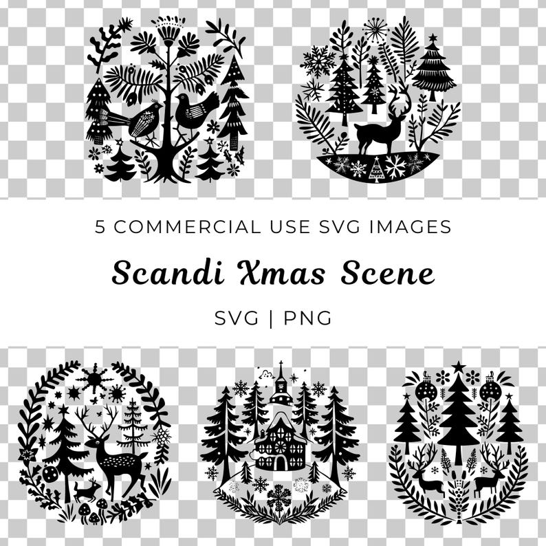 Scandi Christmas Scene Svg, Christmas Snow Scene Svg, Christmas Church ...