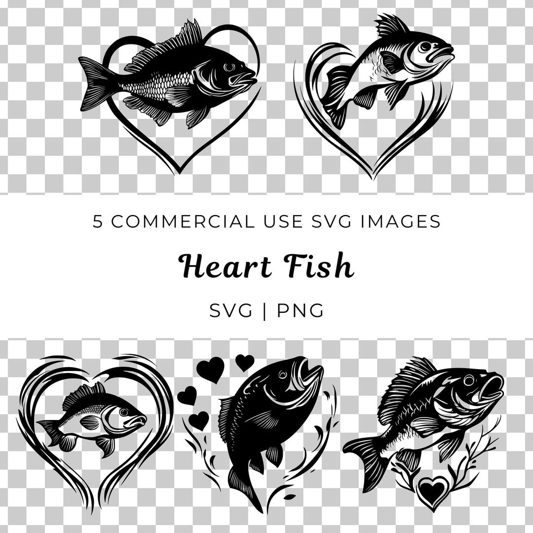 Bass Fish Svg, Heart and Fish Svg, Fishing Love Svg, Fish Lover Svg ...