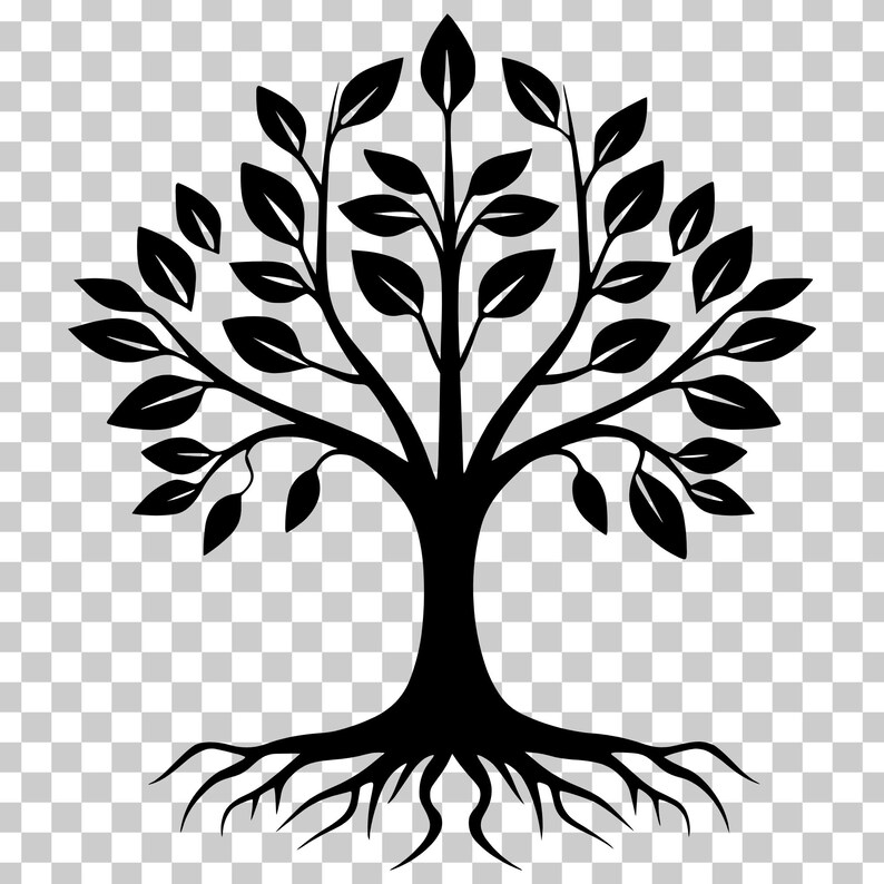 Tree With Roots Svg, Family Tree Vector, Rooted Tree Svg, Nature Tree ...