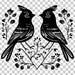 Scandi Cardinal Svg, Folk Art Birds Vector, Nordic Cardinals Svg ...