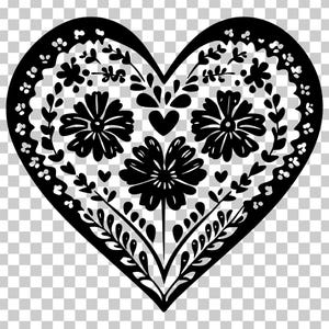 Scandi Folk Art Heart Svg, Scandinavian Floral Vector, Folk Art Heart ...