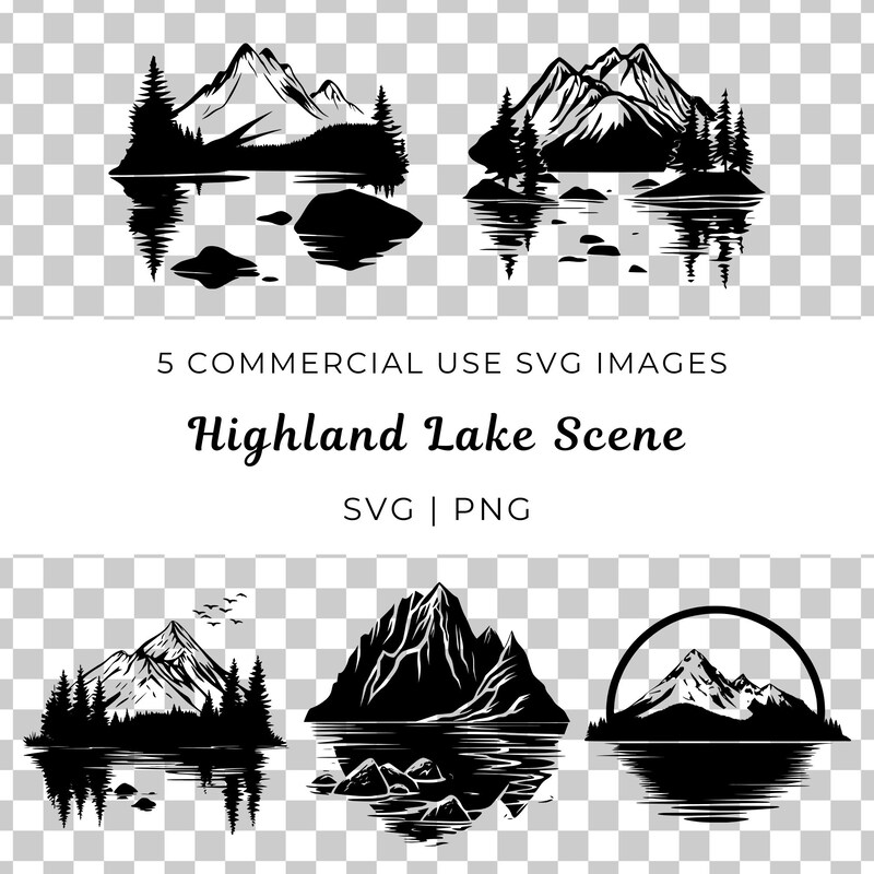 Mountain and Lake - Etsy