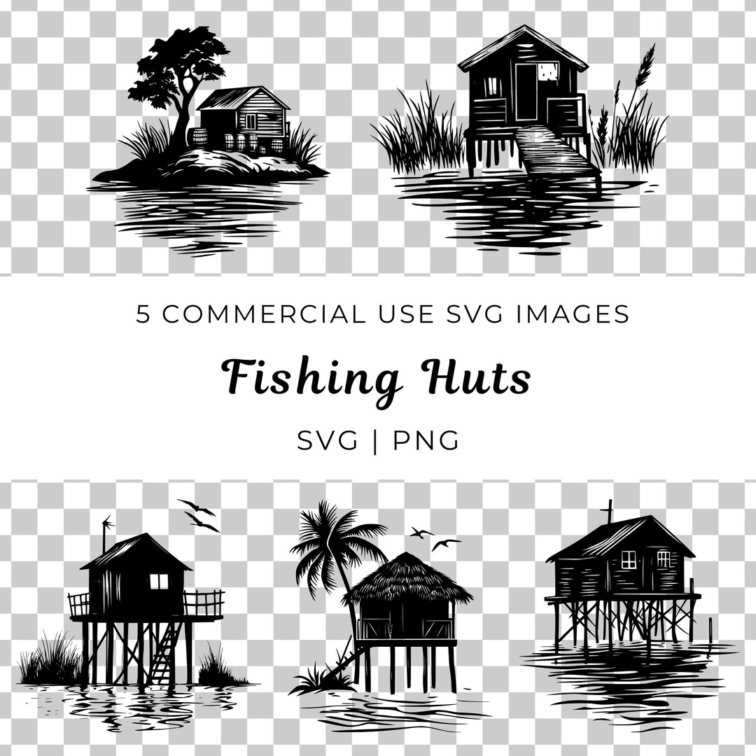 Fishing Huts Svg, Coastal Cabin Vector, Rustic Fishing Shack Svg ...