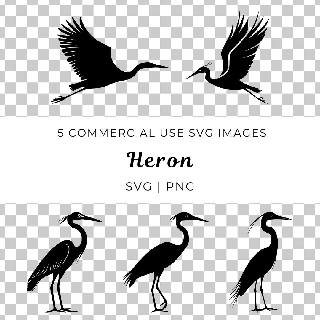 Heron Svg, Crane Bird Vector, Waterfowl Svg, Wading Bird Vector, Marsh ...