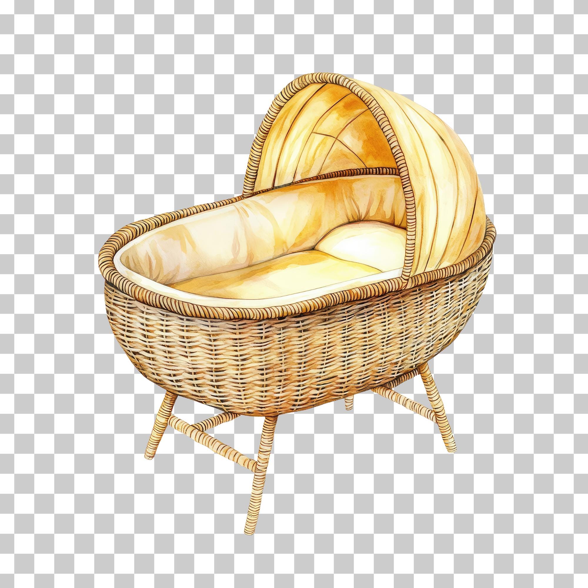 Baby Bassinet Clipart, Newborn Bed Png, Baby Cradle Clipart, Infant ...
