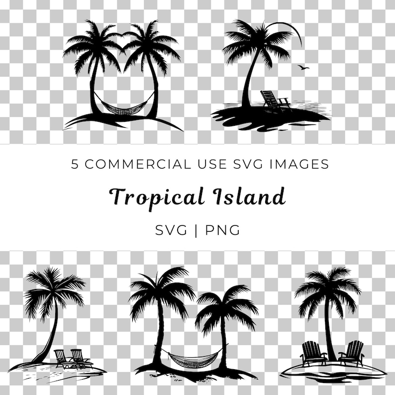 Tropical Island Svg, Island Getaway Vector, Paradise Island Scene Svg ...