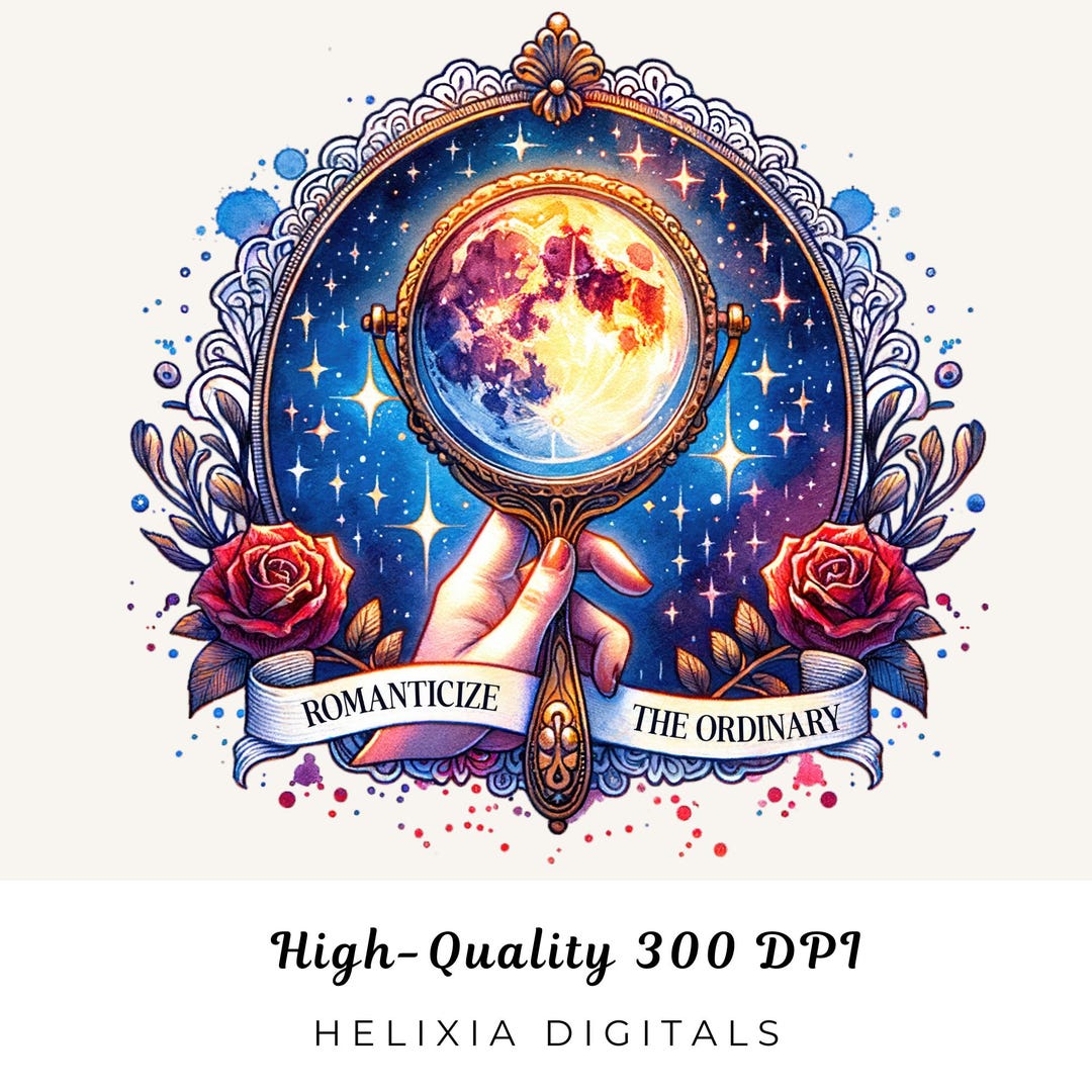 Romanticize the Ordinary Png, Vintage Mirror and Florals Png, Hand ...