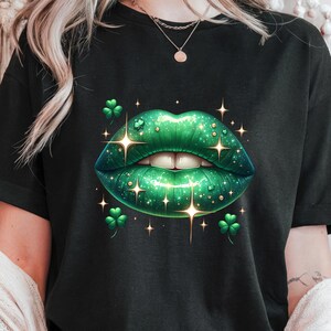 St. Patrick's Day Glitter Lips Png, St Pattys Day Sparkly Shamrock Lip ...