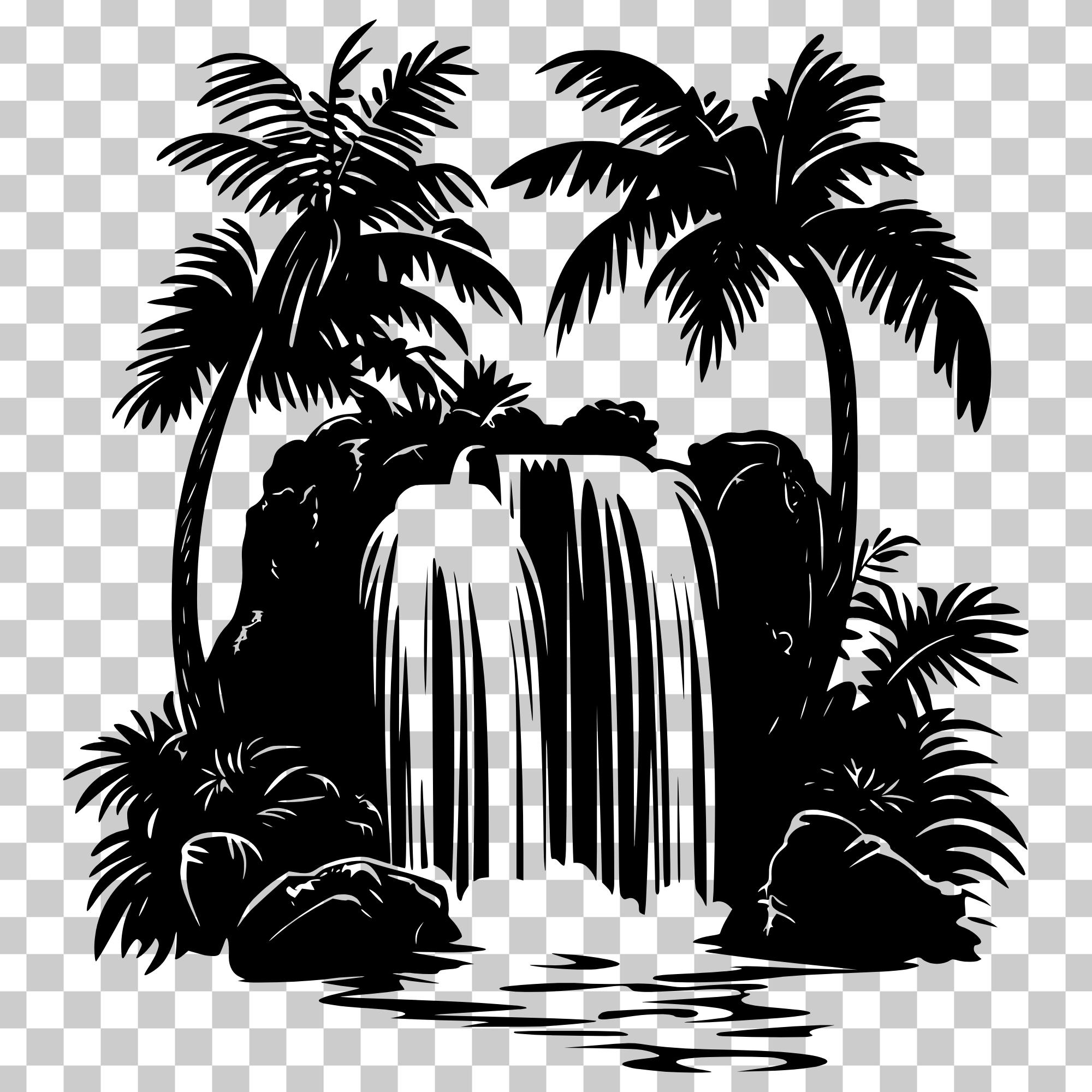 Rainforest Waterfall Svg, Tropical Waterfall Vector, Jungle Waterfall ...