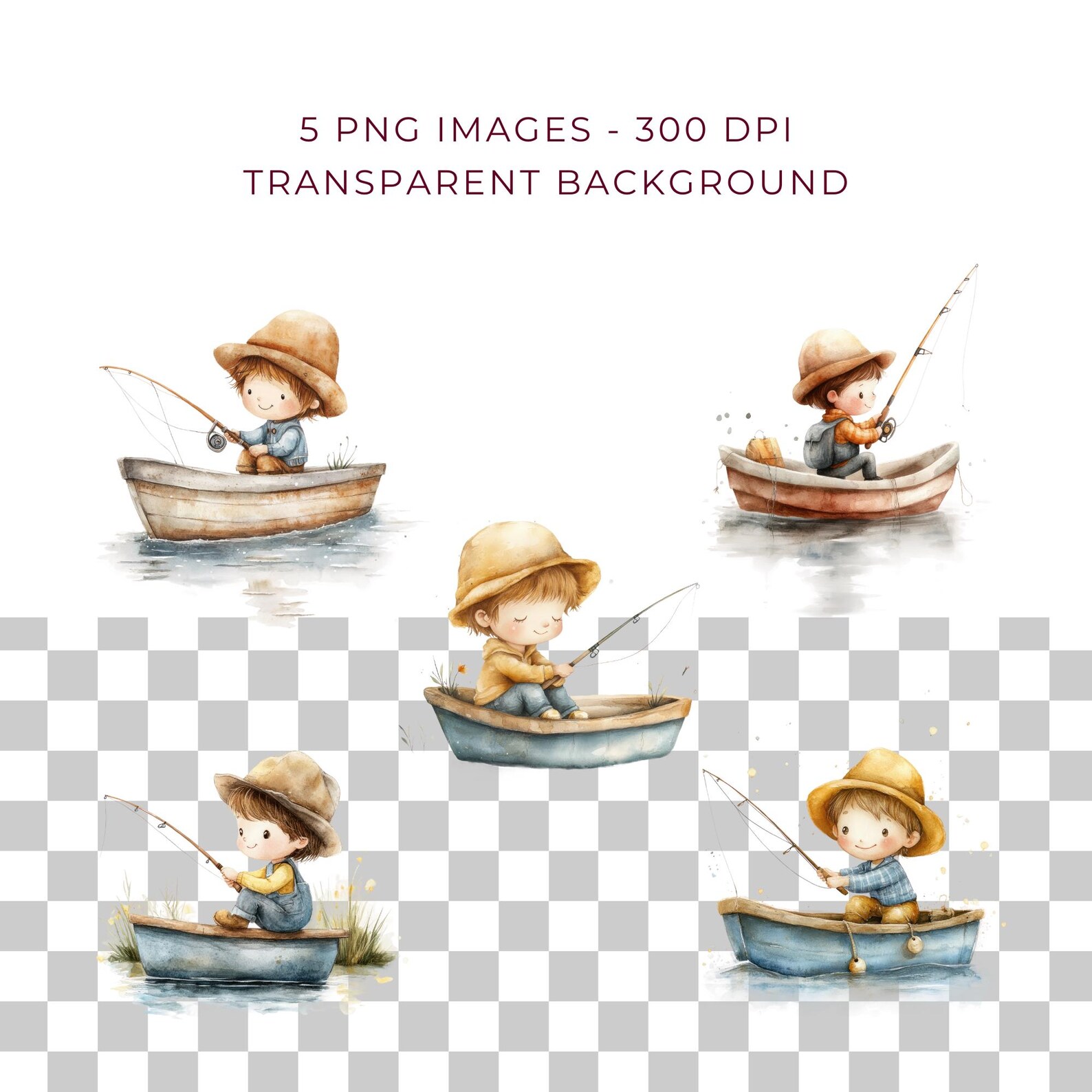 Boy Fishing Clipart, Young Fisherman Png, Cute Fishing Clipart, Summer ...