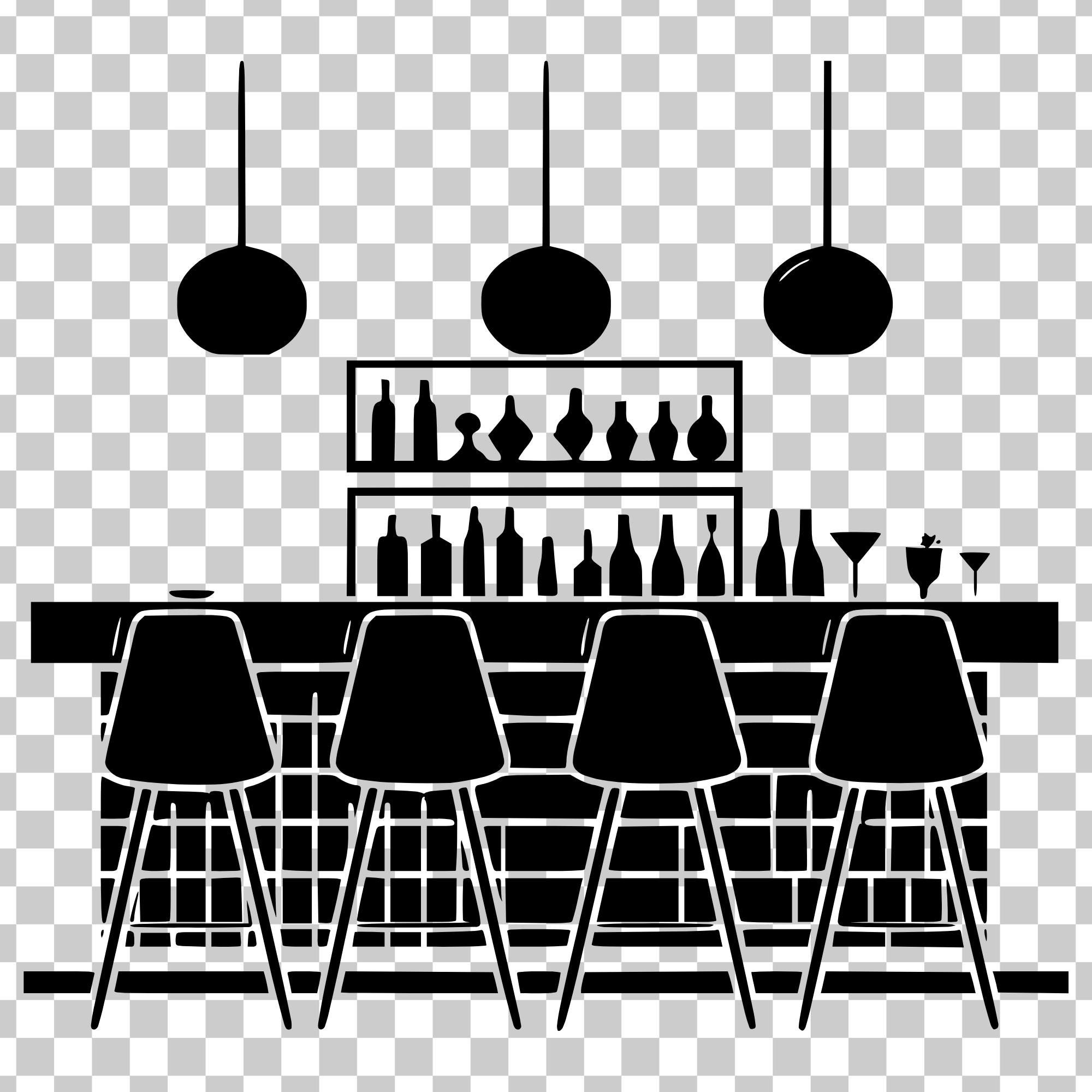 Cocktail Bar Svg, Bar Counter With Stools Svg, Modern Bar Svg Vector ...