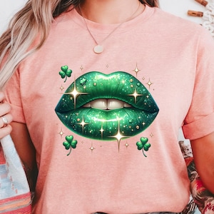 St. Patrick's Day Glitter Lips Png, St Pattys Day Sparkly Shamrock Lip ...
