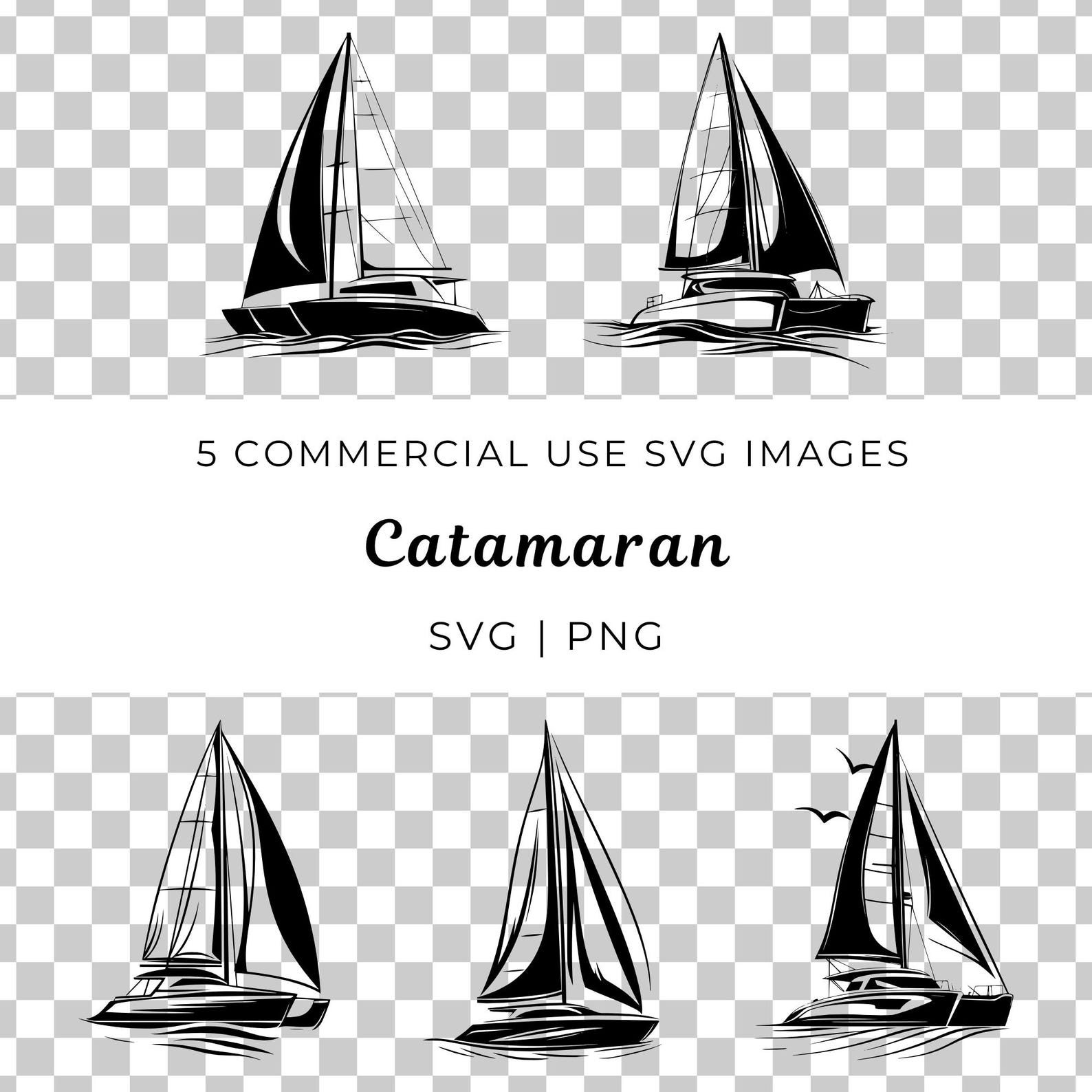 Catamaran Svg, Sailing Boat Vector, Ocean Catamaran Vector, Nautical ...