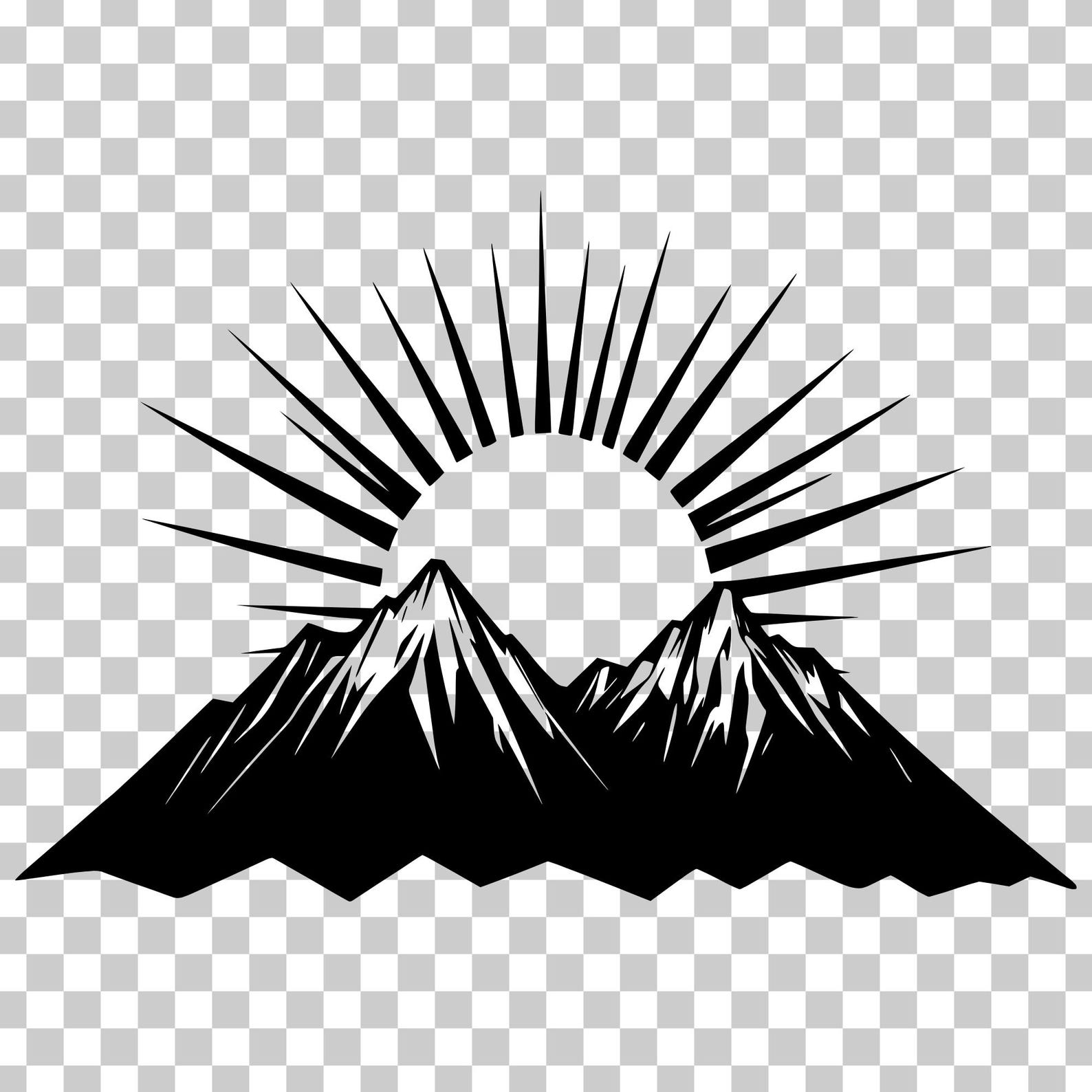 Mountain Range Svg, Rising Sun Vector, Sunrise Over Mountains Svg ...