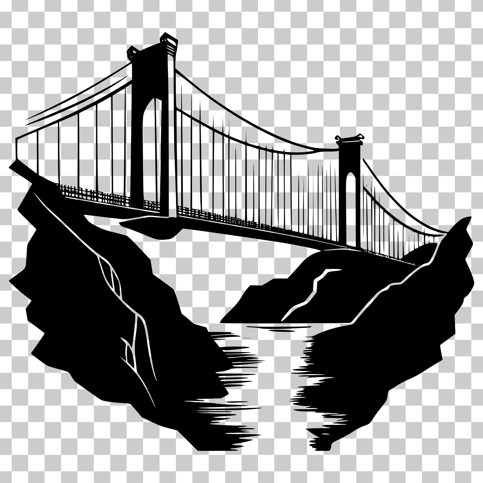 Suspension Bridge Vector, Suspension Structure Svg, Engineering Design ...