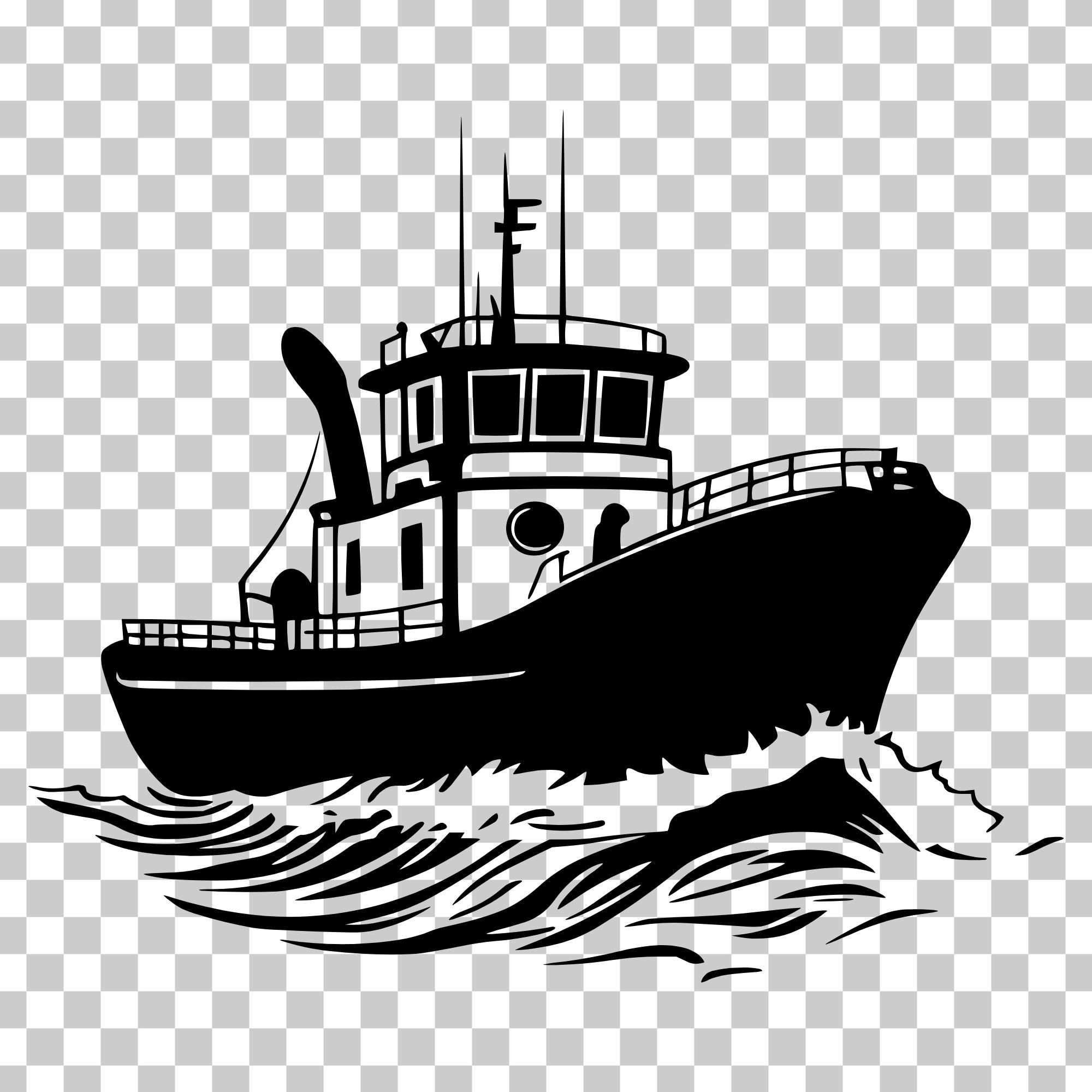 Tugboat Vector, Harbor Boat Svg, Maritime Svg, Nautical Tugboat Svg ...