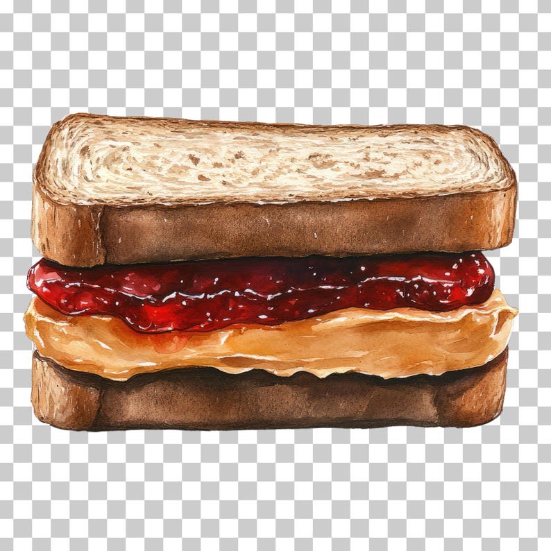 Peanut Butter and Jelly Sandwich Clipart, PB and J Clipart, Peanut ...
